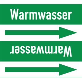 Rohrleitungskennzeichnung Warmwasser grün/weiß